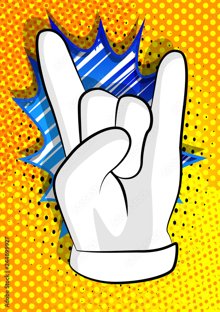 Vector cartoon hand in rocker pose. Illustrated hand expression ...