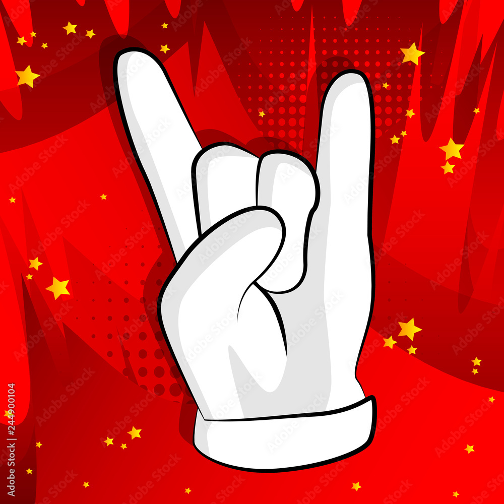 Vector cartoon hand in rocker pose. Illustrated hand expression ...