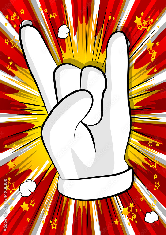 Vector cartoon hand in rocker pose. Illustrated hand expression ...