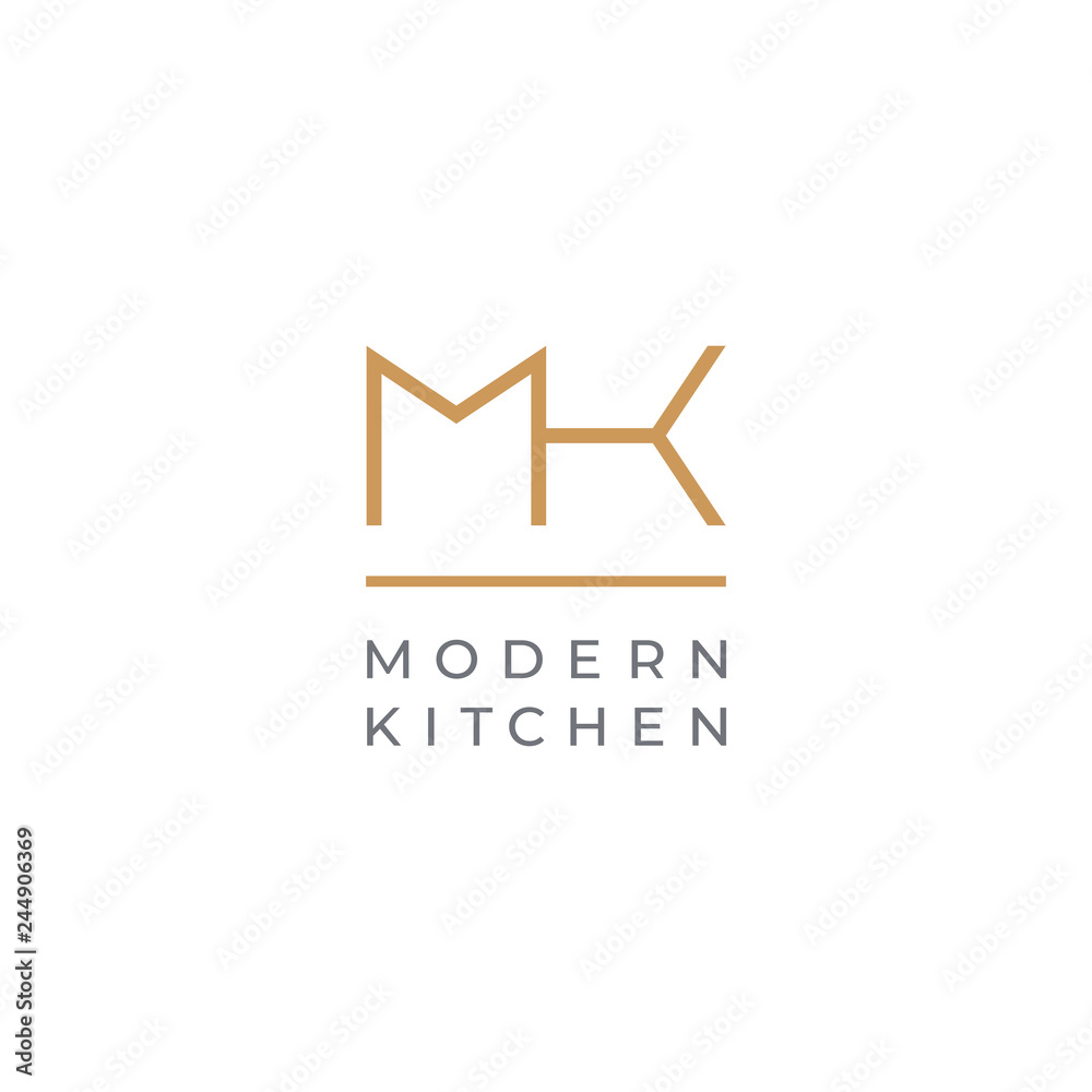 MK. Monogram of Two letters M & K. Luxury, simple, minimal and elegant ...