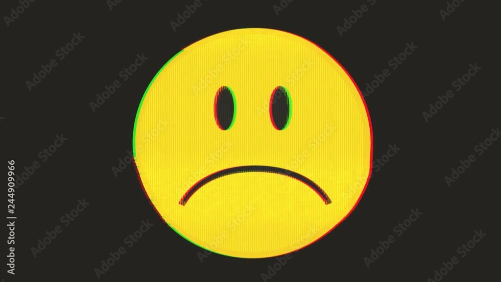 Smiley Icon Switching From Happy To Sad With Glitch Effect/ Animation ...