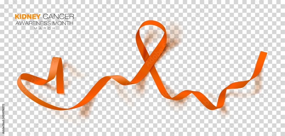 National Kidney Cancer Awareness Month. Orange Color Ribbon Isolated On ...