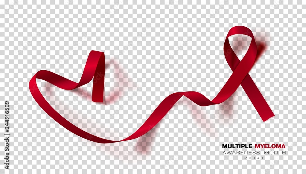 Multiple Myeloma Awareness Month. Burgundy Color Ribbon Isolated On ...