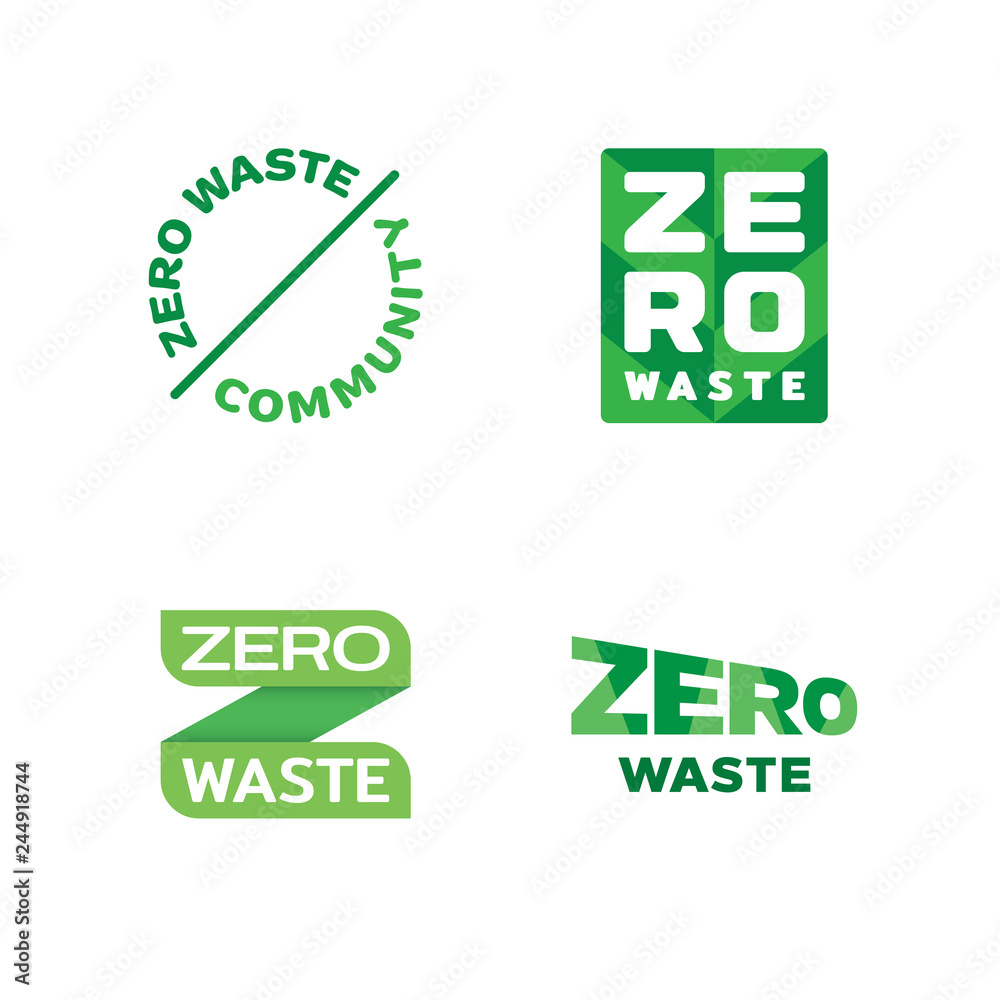 Vector Zero Waste Logo Design Set Stock Vector | Adobe Stock