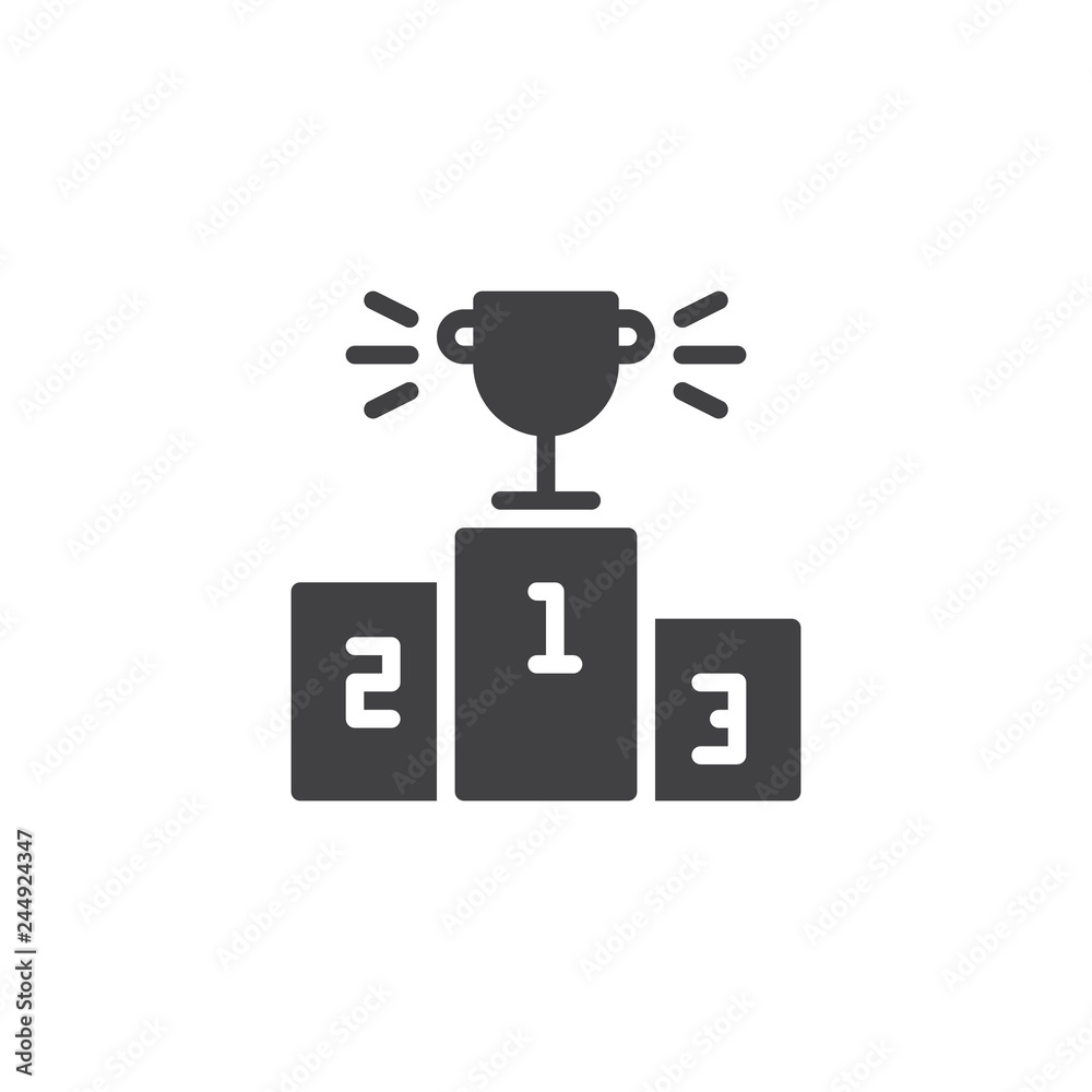 Pedestal and award cup vector icon. filled flat sign for mobile concept ...