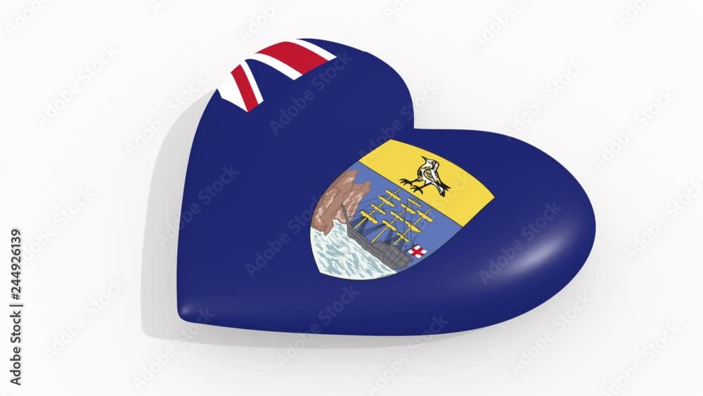 Heart in colors and symbols of Saint Helena on white background, loop ...