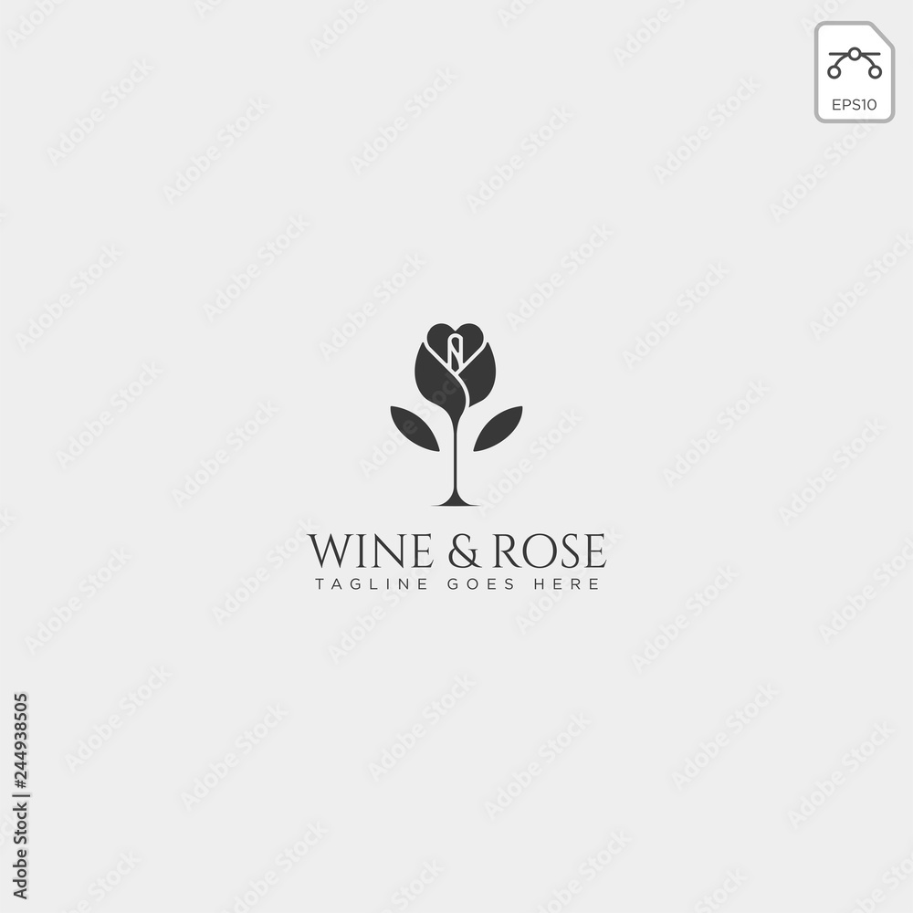 wine and rose logo template vector isolated, icon elements Stock Vector ...