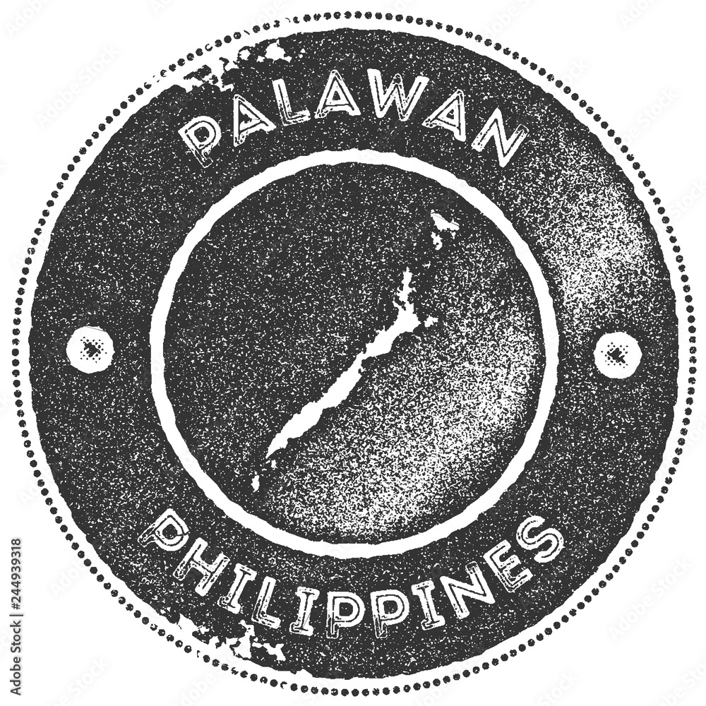 Palawan map vintage stamp. Retro style handmade label, badge or element ...