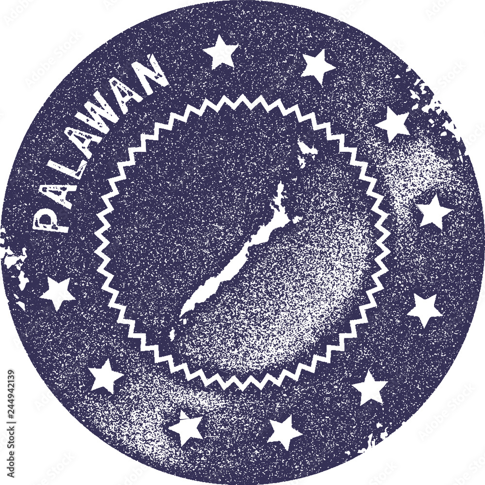 Vecteur Stock Palawan map vintage stamp. Retro style handmade label ...