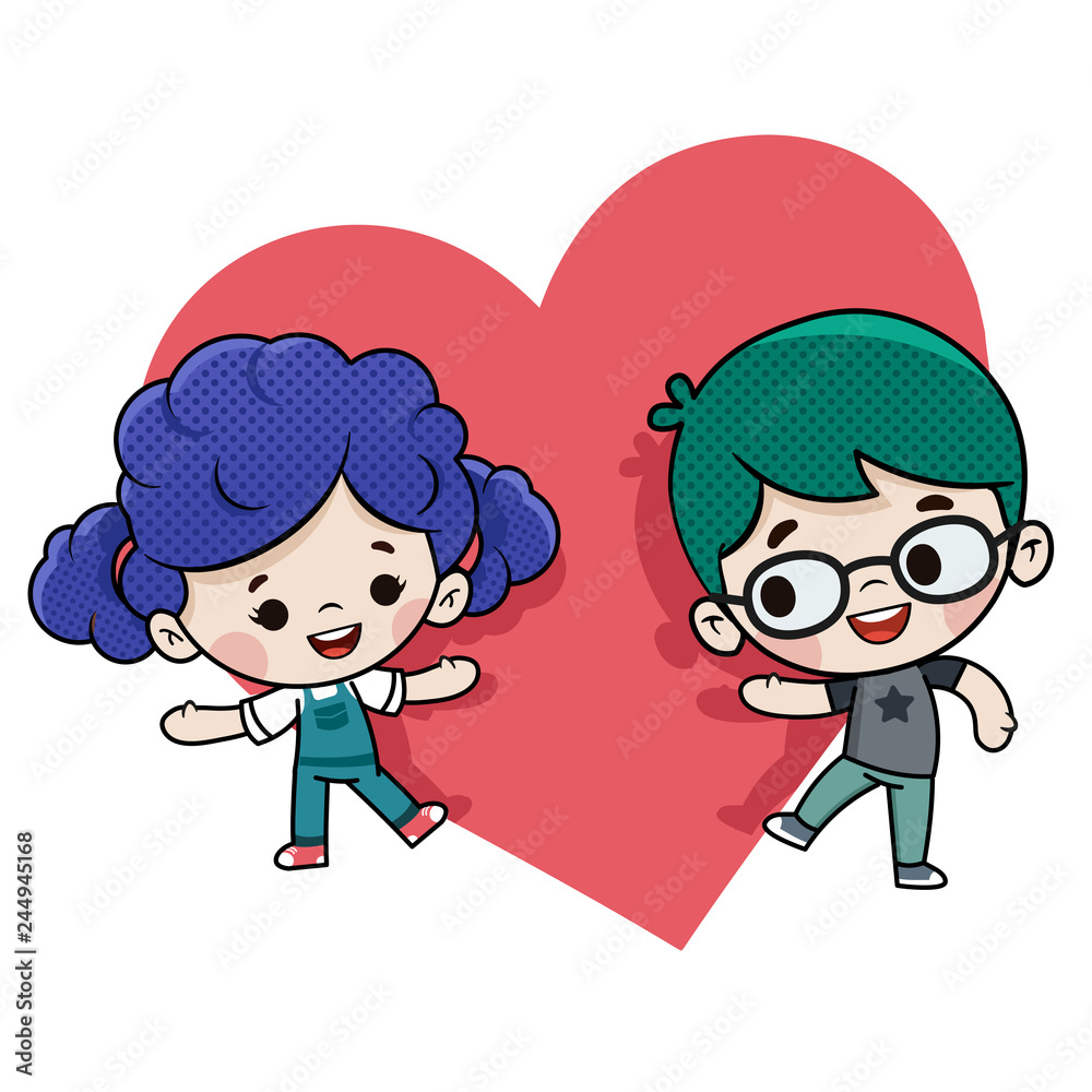 Pareja de enamorados en el día de los enamorados Stock Vector | Adobe Stock