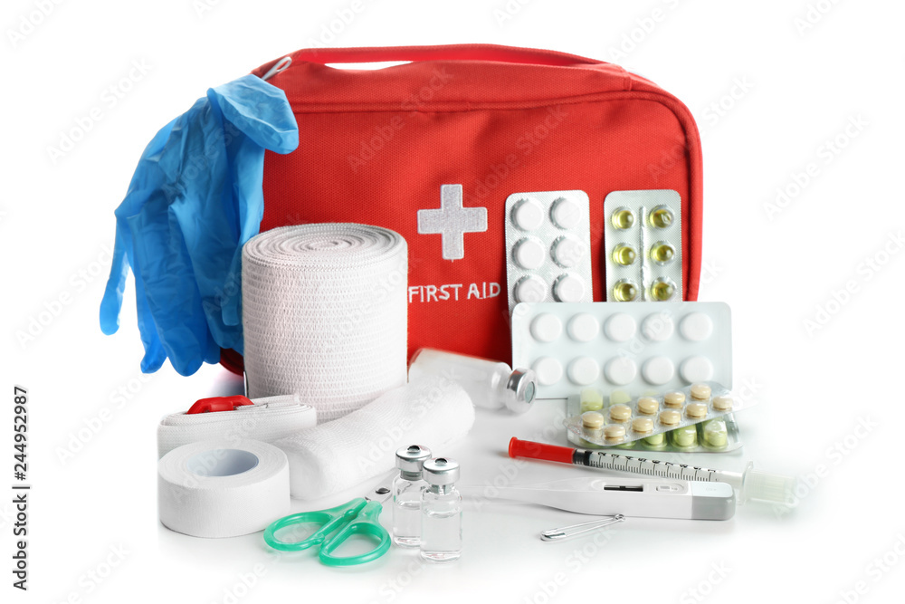 First aid kit on white background Stock Photo | Adobe Stock