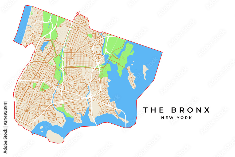 Vector map of The Bronx, New York, USA Stock Vector | Adobe Stock