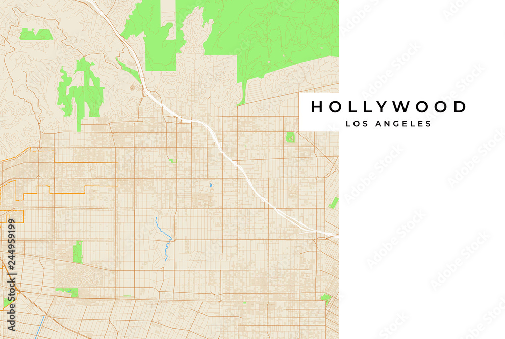 Vector map of Hollywood, Los Angeles, USA Stock Vector | Adobe Stock