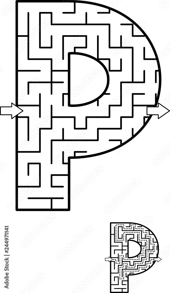 Alphabet learning fun and educational activity for kids - letter P maze ...