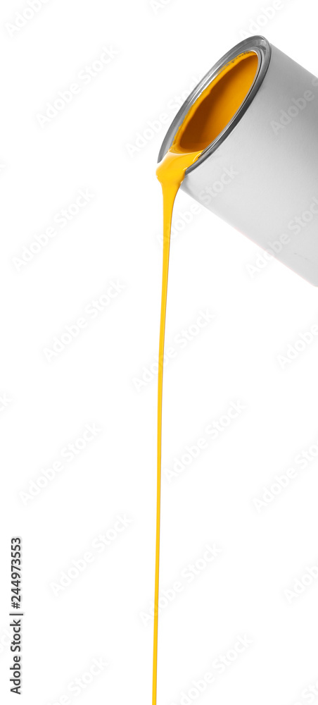 Paint pouring out of can isolated on white Stock Photo | Adobe Stock