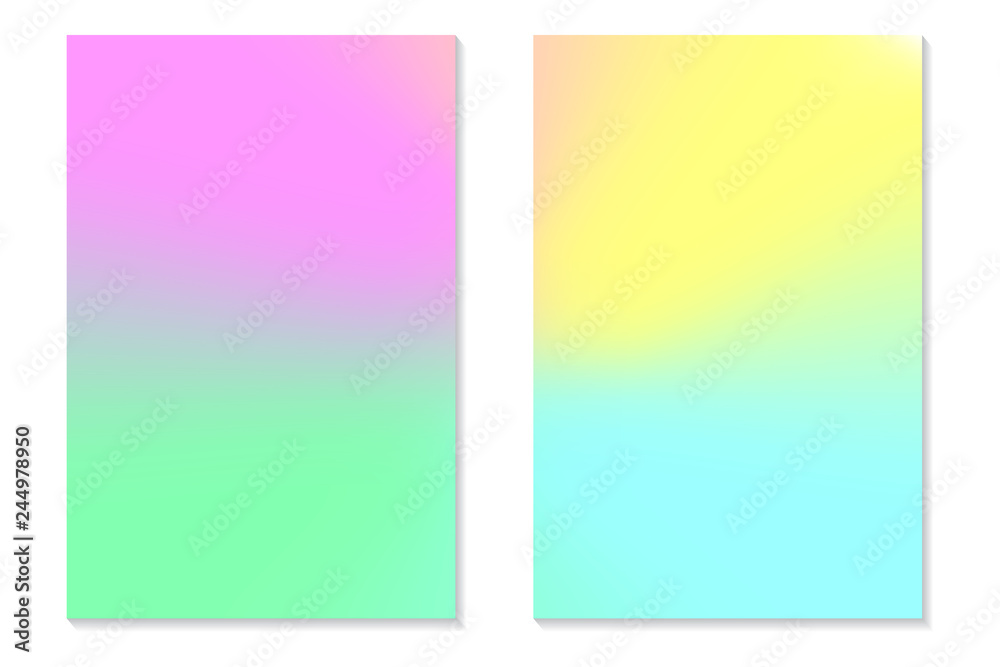 Gradient Hologram Backgrounds. Set of colorful holographic posters in ...