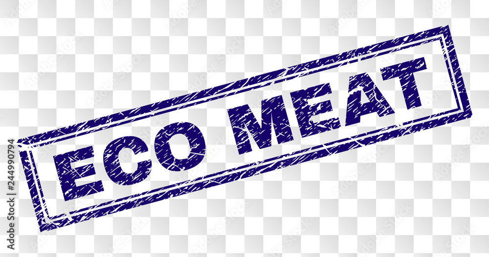 ECO MEAT stamp seal watermark with scratched style and double framed ...