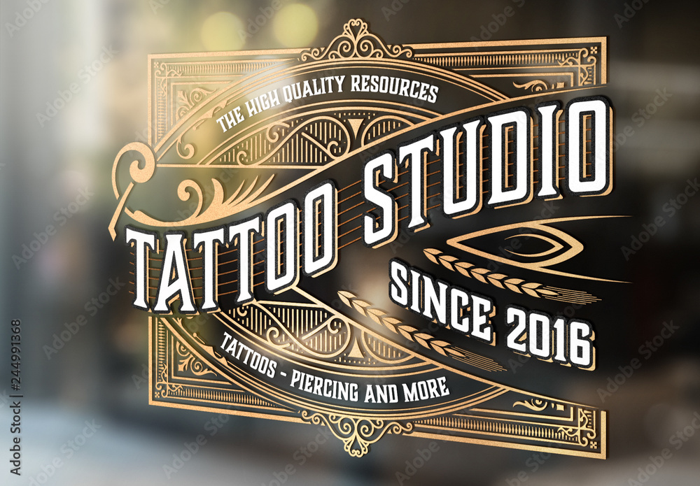 Vintage-Style Tattoo Studio Logo Layout Stock Template | Adobe Stock