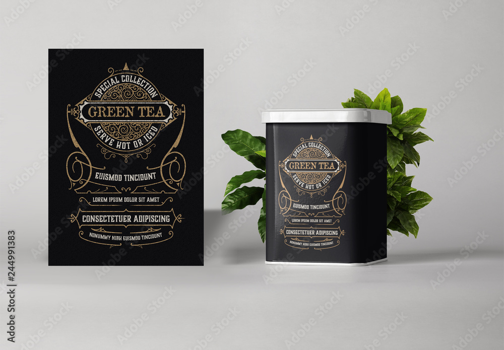 Vintage-Style Tea Logo Layout Stock Template | Adobe Stock