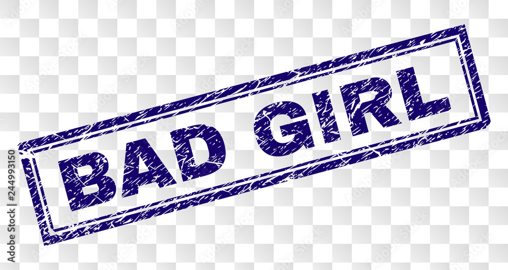 BAD GIRL stamp seal print with rubber print style and double framed ...