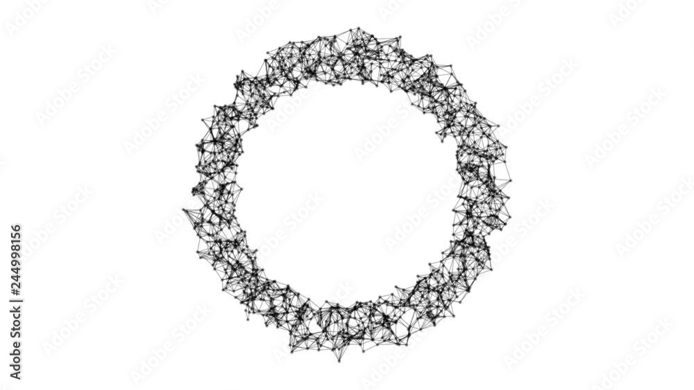 Donut shape with hole. Structure of sphere with network connection ...