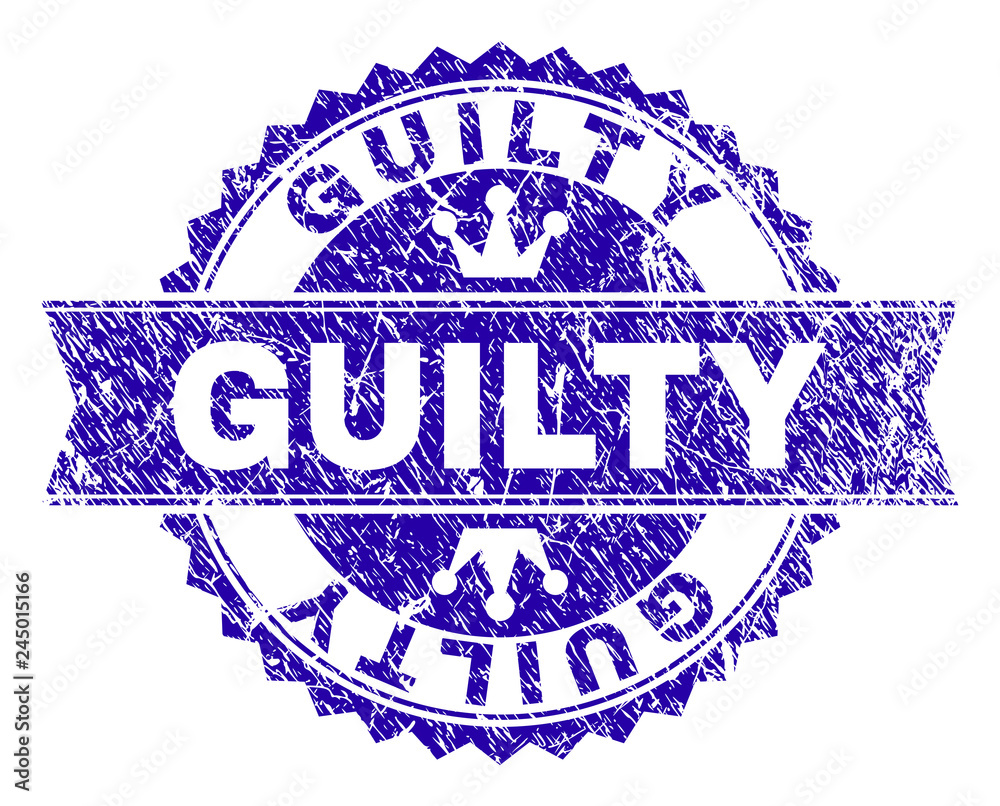 GUILTY rosette seal imprint with grunge texture. Designed with round ...