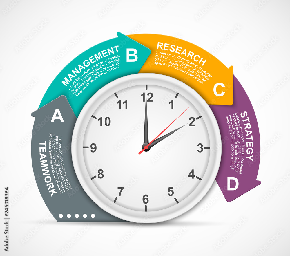Abstract options infographics template. Arrows around the clock. Stock ...