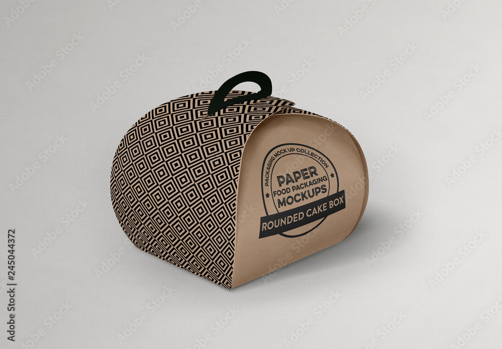 Rounded Paper Cake Box Mockup Stock Template | Adobe Stock