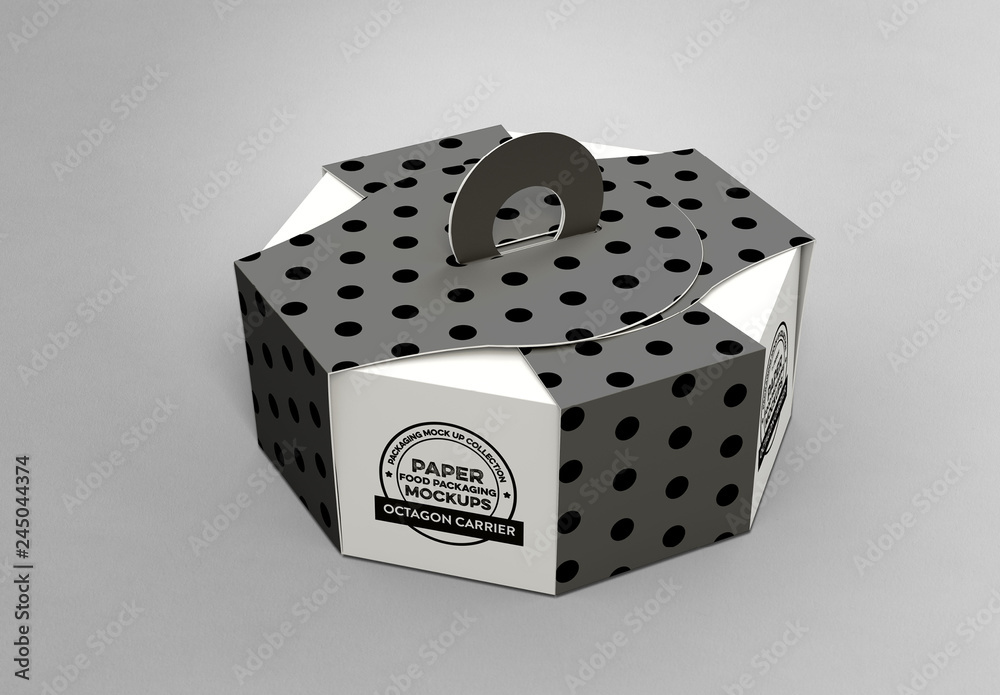Octagonal Cake Carrier Mockup Stock Template | Adobe Stock
