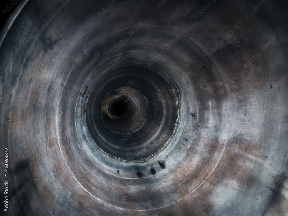 Abstract round grunge tube or pipe inside view with perspective and ...