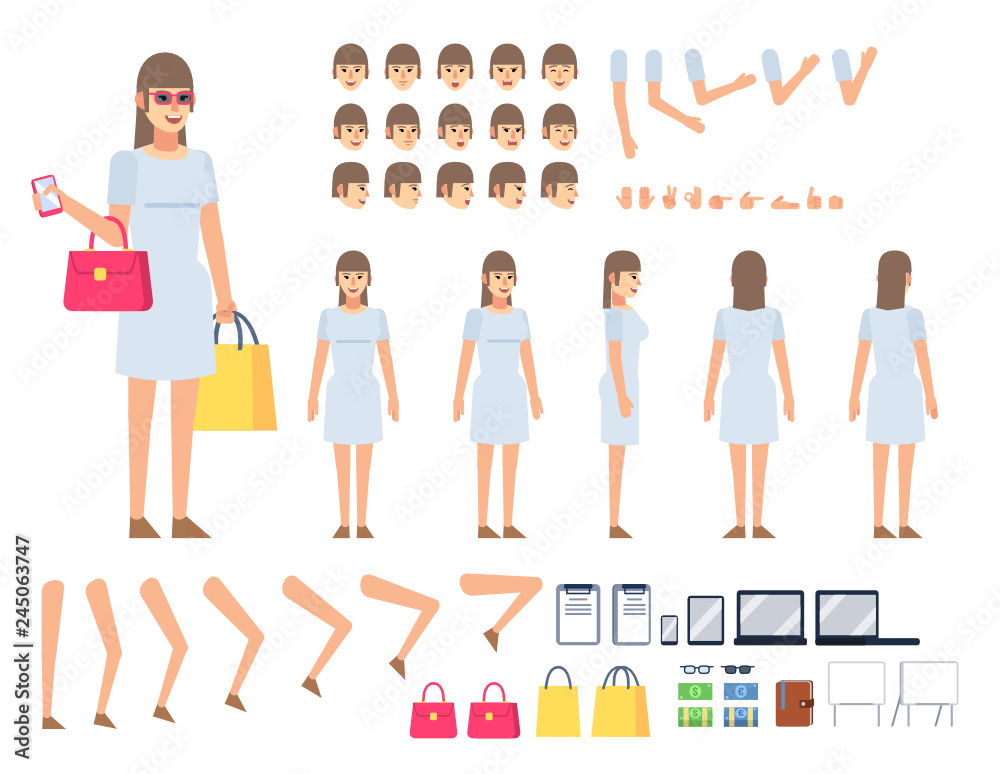 Woman character creation kit. Create your own pose, action, animation ...