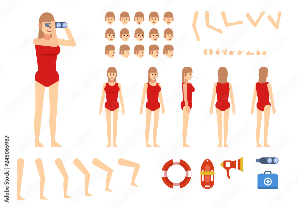 Female lifeguard creation kit. Create your own pose, action, animation ...