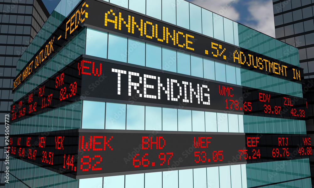 Trending Stock Market Trends Ticker Wall Street Building 3d ...