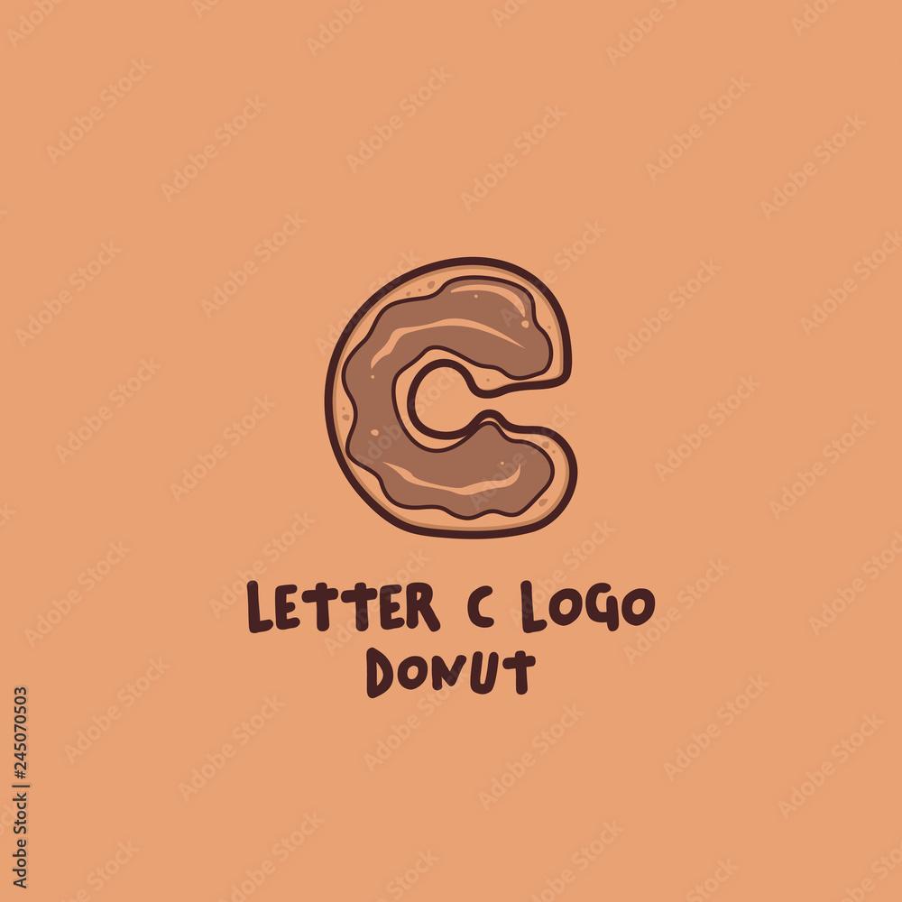 Letter C Donut doughnut logo, food and beverage symbol icon in cartoon ...