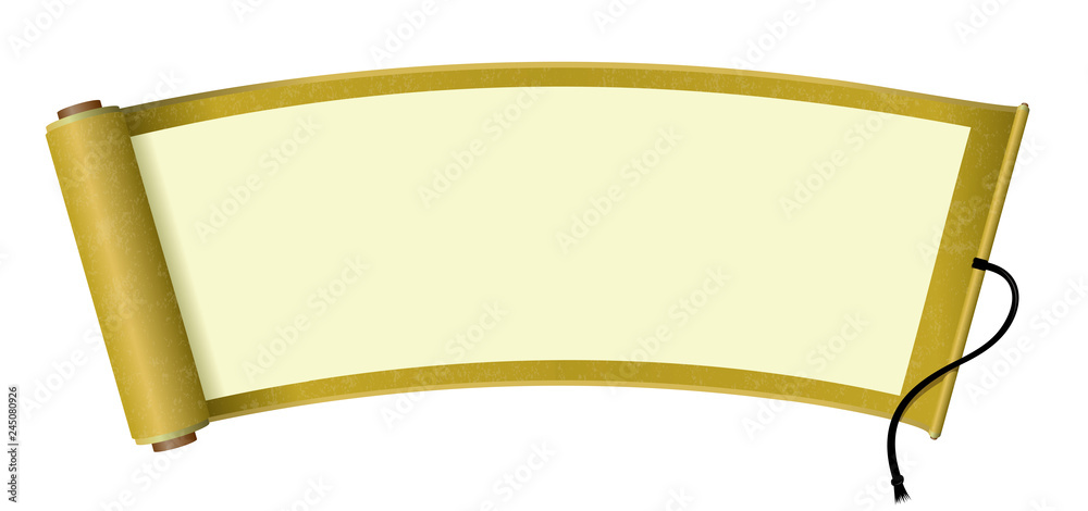 Japanese scroll paper illustration (gold) Stock Vector | Adobe Stock