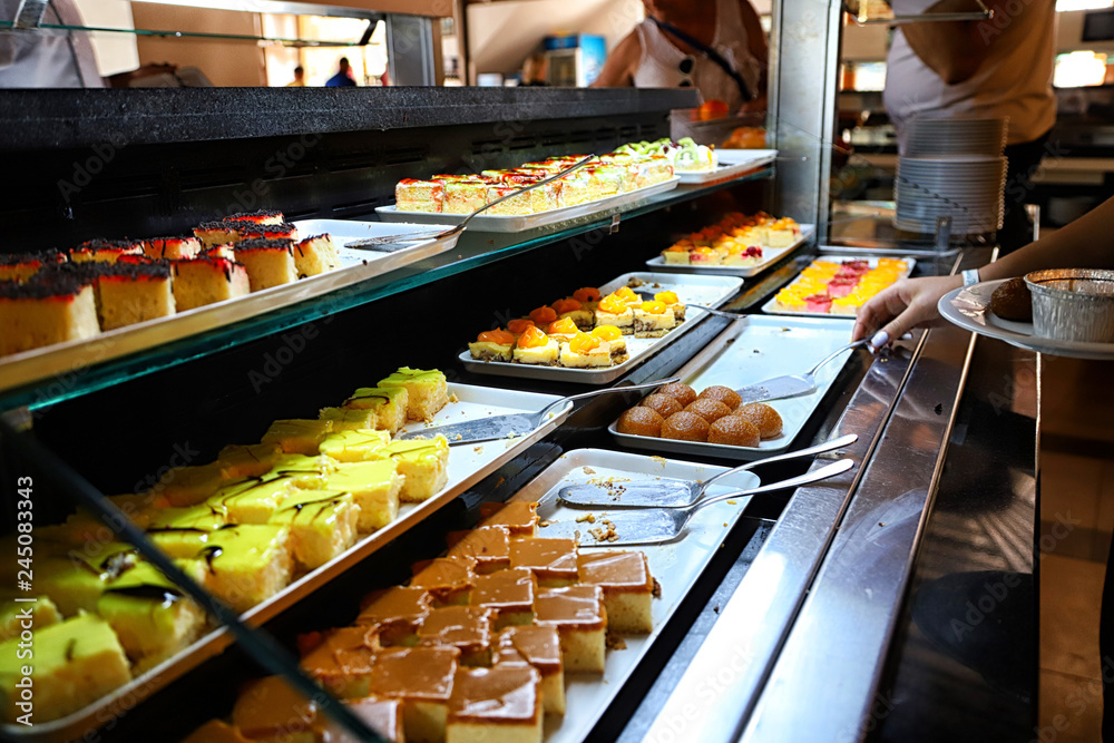 Food on the shelves in the self service buffet with all inclusive in ...