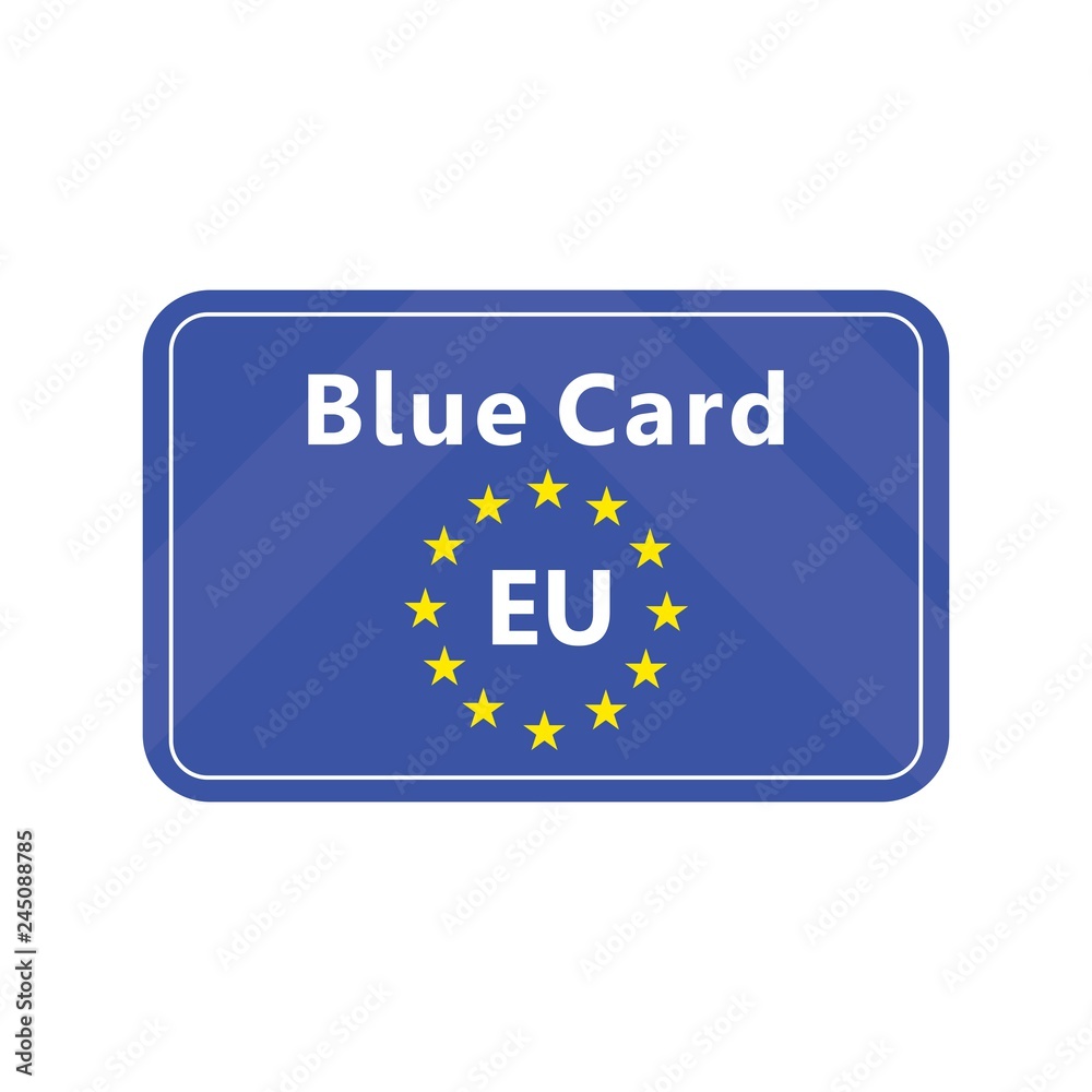 European Blue Card. Residence and work permit. Vector image, white ...