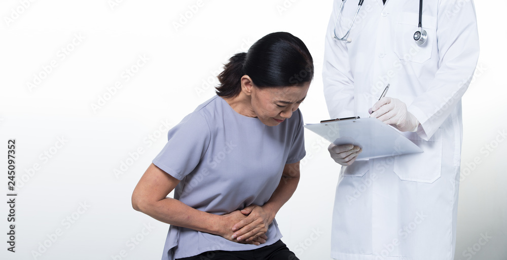 Asian Middle 60s age Woman Patient check up health with Doctor. Aging ...