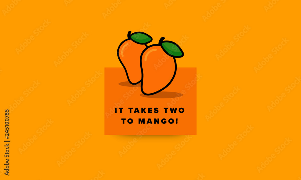 It takes two to mango Cute Vector Illustration Pun Poster Design Stock ...