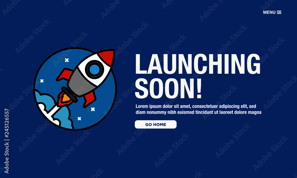 Launching Soon Page Design for Website Stock Vector | Adobe Stock