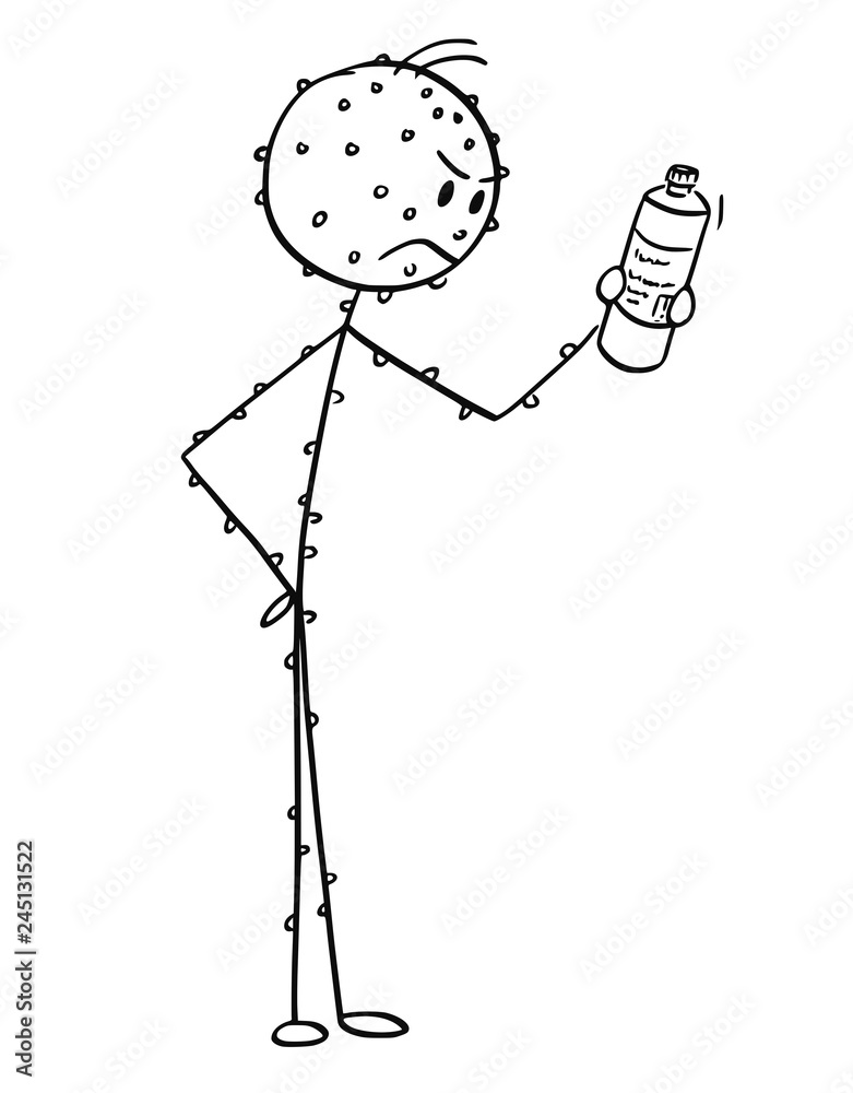 Cartoon stick drawing conceptual illustration of angry man having ...