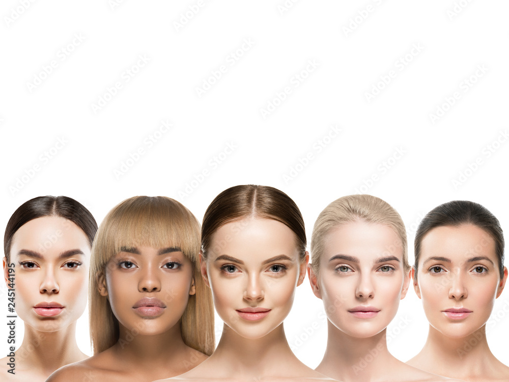 Ethnic beauty women cosmetic beautiful female group healthy skin and ...