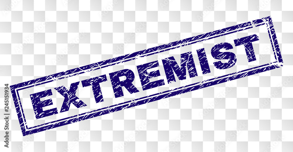 EXTREMIST stamp seal print with dirty style and double framed rectangle ...