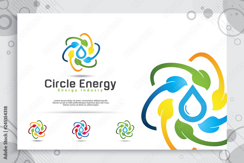 Energy leaf vector logo with a modern circle design concept ...