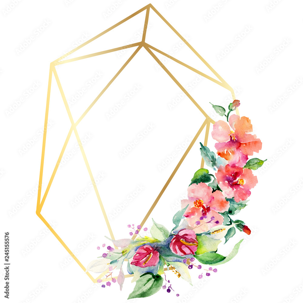 Red, yellow and orange flower bouquets. Watercolor background ...