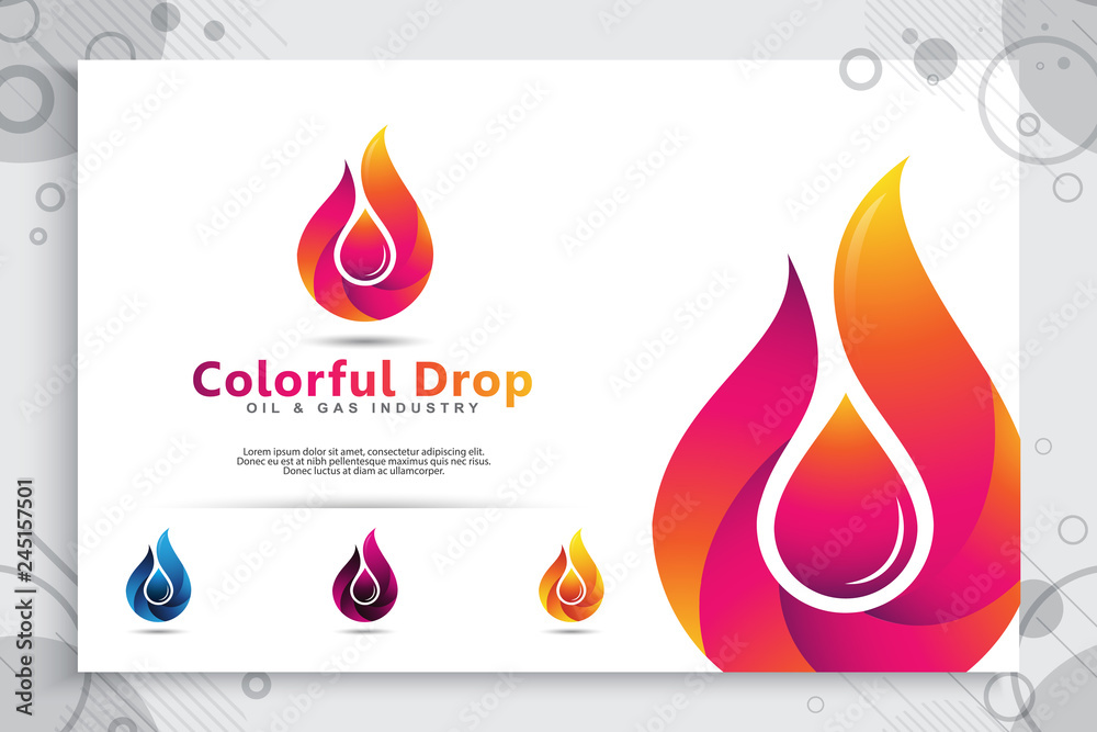 Colorful 3d oil and gas vector logo with modern color design ...