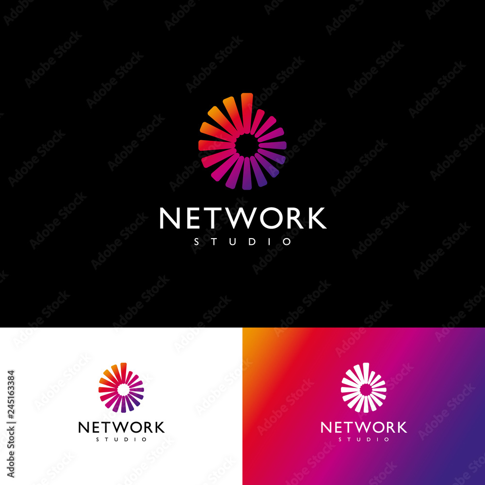 Network logo. Loading colored element logo. Colorful shapes loading ...