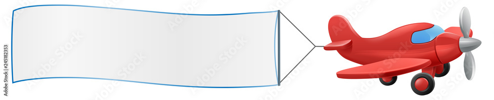 Banner airplane cartoon. An illustration of a cute small or toy red ...