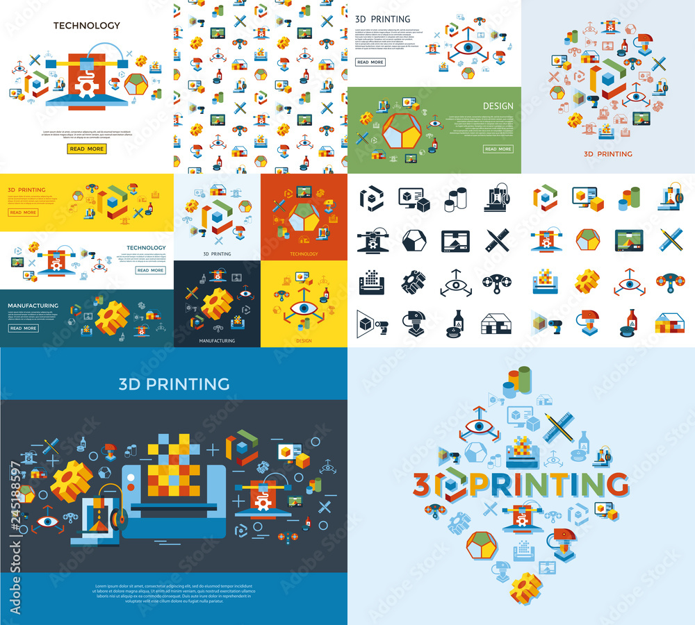 Digital vector 3d printing technology Stock Vector | Adobe Stock