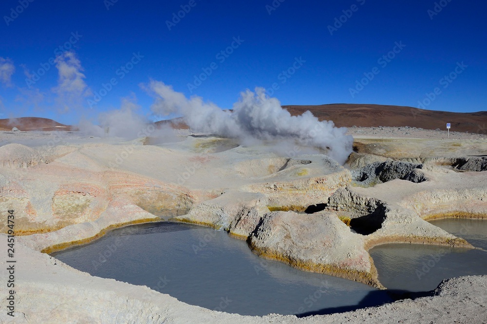 Foto de Fumaroles at the highest geothermal field in the world, Sol de ...